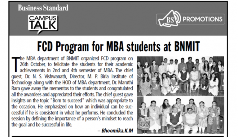 BNMIT in Media - MBA